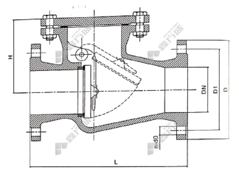 天才 长体铸铁法兰旋启式止回阀 H44T-16-DN65 PN16 (单位:台)-融创集采商城
