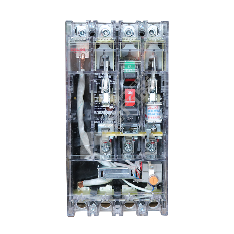 德力西DELIXI 透明塑壳漏电断路器DZ20L-250T 4P DZ20L-250T/4300 250A 100MA 透明 非延