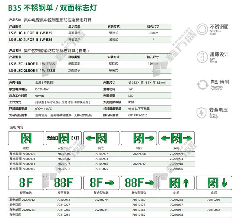 【雷士照明 集电集控 应急指示灯LS-BLJC-1LROEⅡ1W LS-BLJC-1LROEⅡ1W-B35 向前 1W 单面 IP30多少钱 ...