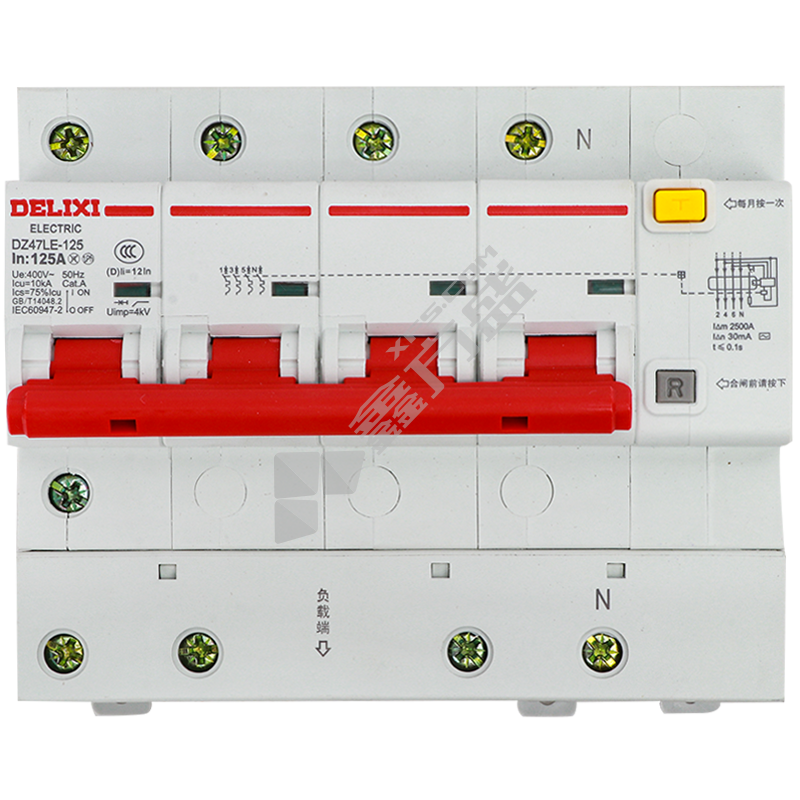 德力西DELIXI 小型断路器DZ47LE-125系列4P DZ47LE-125 4P li(D) 125A (单位:块)-融创集采商城