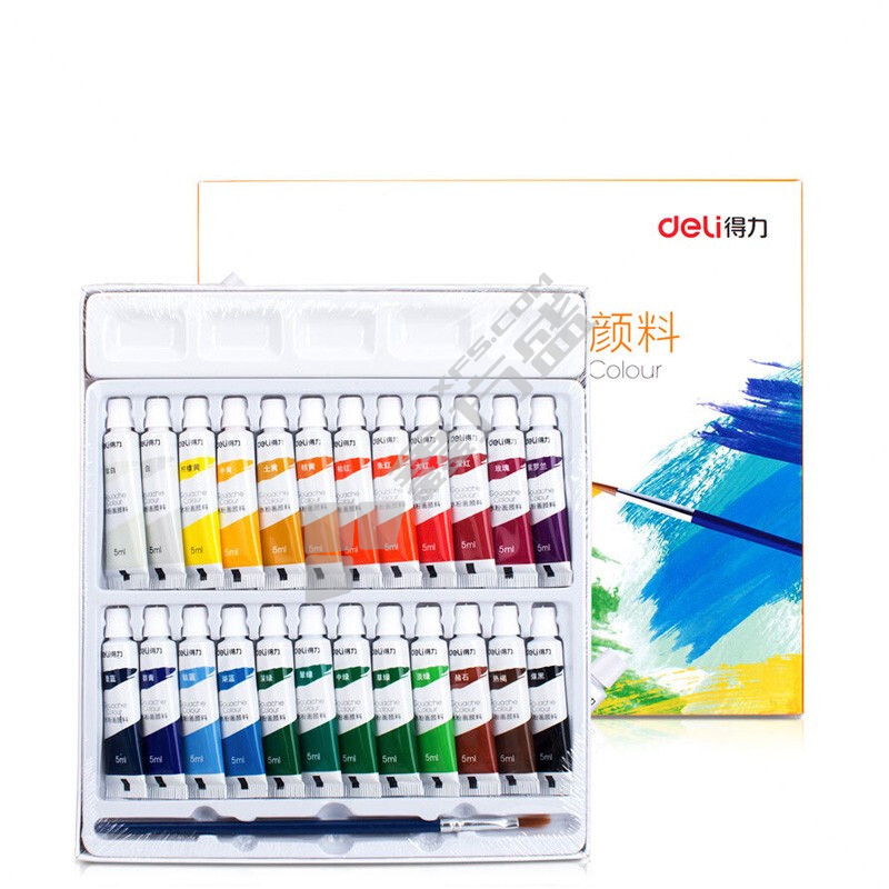 得力deli 水粉颜料 73864 24色 5ml 彩色 彩色 (单位:盒)-融创集采商城