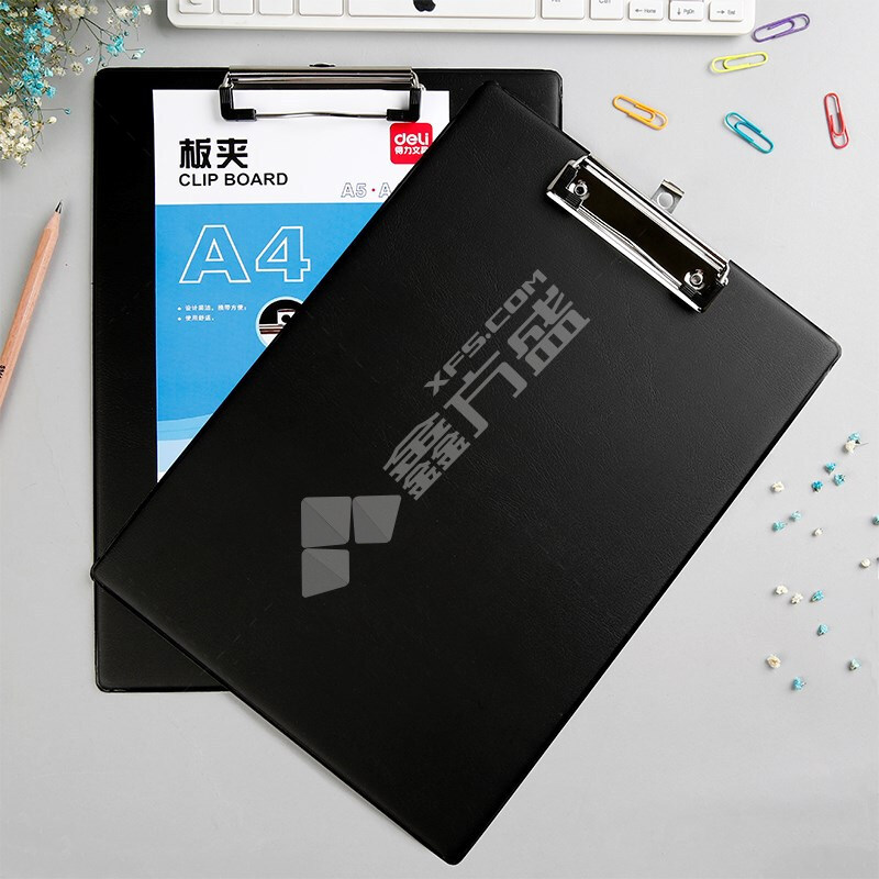 得力deli 板夹9244 A4 黑色 (单位:只)-融创集采商城