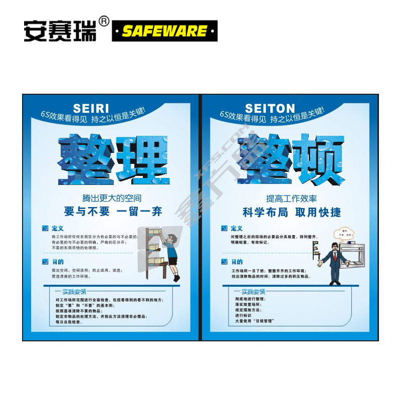 安赛瑞 12802 7张装管理海报宣传挂图套装 12802 5070cm 7张装 不干胶贴 单位套 融创集采商城