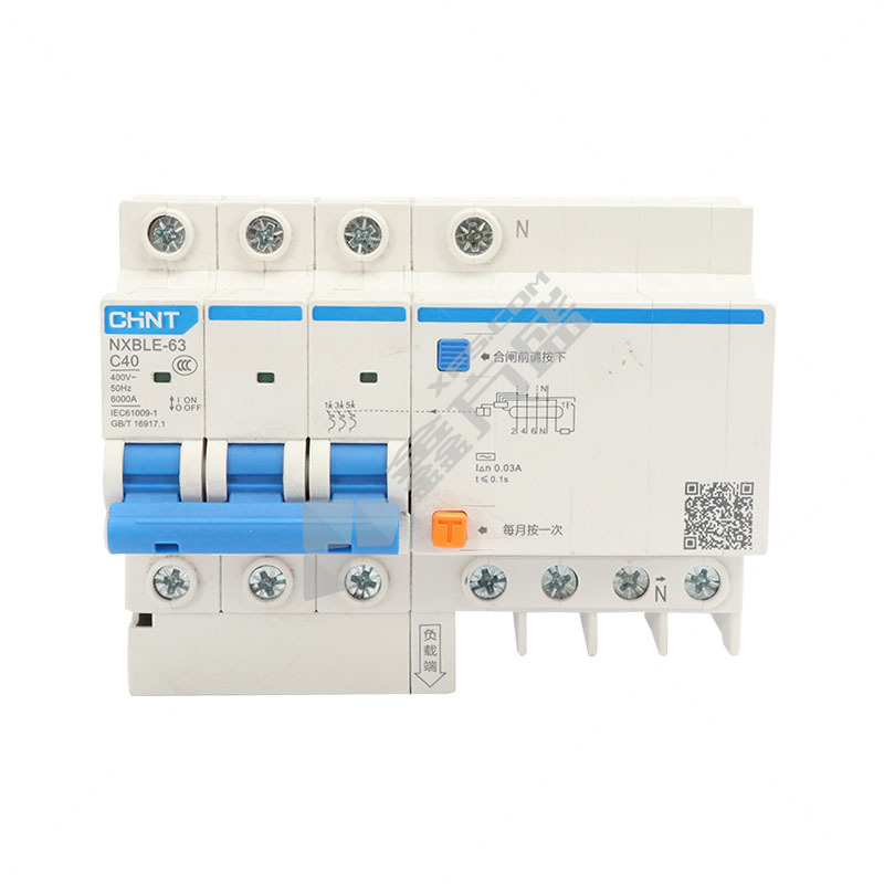 正泰 Chnt 小型漏电断路器nxble 63系列3p N Nxble 63 3p N D63 30ma A型 6ka 电子式 63a
