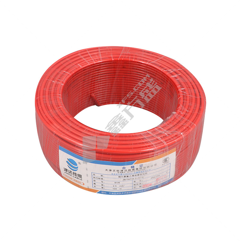 津达阻燃塑铜软线100米ZC-BVR 10平方 红 (单位:盘)-融创集采商城